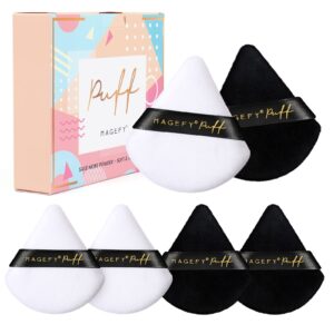 magefy 6 pieces powder puff triangle makeup puff soft powder puffs for face powder cosmetic foundation beauty puff makeup tool (white & black)