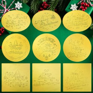 900 Pcs Christmas Foil Seals 1.5 Inch Gold Embossed Envelope Stickers Self Adhesive Holiday Seal Stickers Santa Snowflake Foil Stickers Gnome Pine Cone Presents Decoration