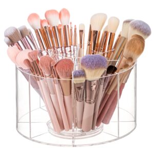 hblife clear 360 rotating makeup brush holder organizer, 8.26 x 8.26 x 4.48 inches acrylic makeup organizer with 8 compartments