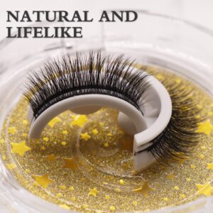 Reusable Self-Adhesive Eyelashes,No Glue or Eyeliner Needed Easy to Put On, Natural Look, Ideal Gift of Reusable Adhesive Eyelashes for Women (2-Pairs)