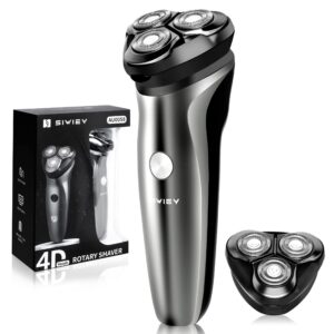 electric razor for men, 4d cordless head shaver, siwiey rechargable wet and dry mens razors, rotary shaver with pop-up trimmer, ipx6 waterproof, led display, 8000 rpm