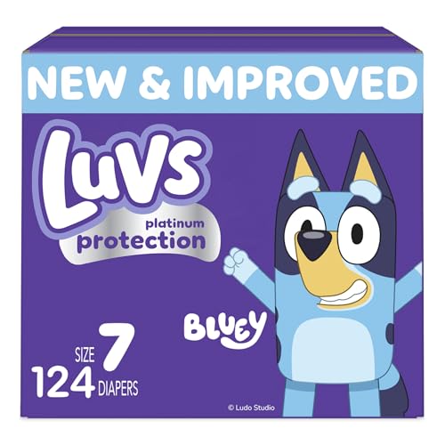 Luvs Diapers - Size 7, 124 Count, Bluey Disposable Baby Diapers