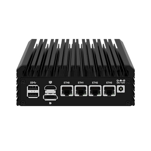 HUNSN Micro Firewall Appliance, Mini PC, OPNsense, VPN, Router PC, Intel N5105, RJ03, AES-NI, 4 x Intel 2.5GbE I226-V LAN, Type-C, TF, M.2 WiFi 6 Slot, 8G RAM, 64G SSD