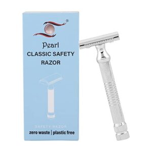 pearl shaving double edge close comb safety razor for men - reusable ecofriendly de shaving razor for men | premium single blade razor for men razor | classic & traditional shaving kit for men | men's