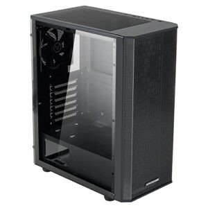 aresgame at-m1 mid-tower pc case, transparent side panel and atx/m-atx support, liquid cooling support up to 240mm radiator, black