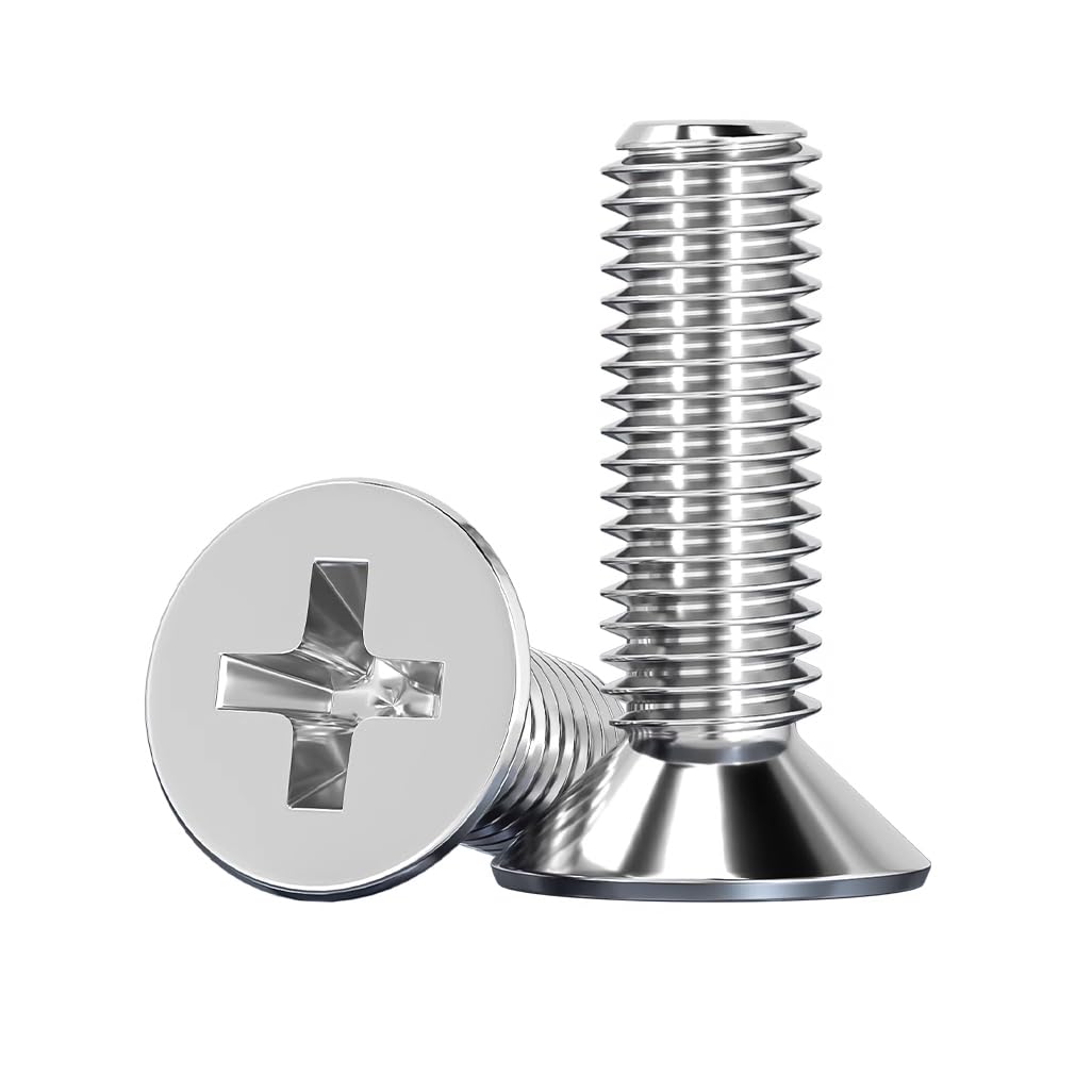 NACX M2 x 6mm Phillips Countersunk Flat Head Machine Screws Bolts, A2-70, Silver Tone, 304 Stainless Steel, 500Pcs