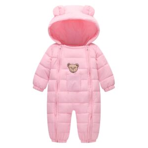 aimisyou baby girls snowsuit winter outerwear warm bear coat outfit 3-6-9 months clothes