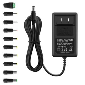 arkare 12v 3a power supply adapter 36w ac/dc charger ac 100v-240v to dc 12volt 3amp power cord 12v 2.5a 2a 1.5a 1a 800ma 500ma for security camera bt speaker gps webcam microphone receiver with 10tips