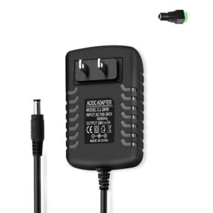 24v 1a dc power supply adapter 24 volt ac adapter 100-240v 50-60hz to dc 24v 1a power adapter cord, 24v dc power supply 1a adapter with 5.5mmx2.5mm dc outlet plug and 1 more tip