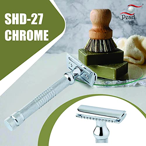 Pearl Shaving Double Edge Close Comb Safety Razor for Men - Reusable Ecofriendly DE shaving Razor for Men | Premium Single Blade Razor for Men Razor | Classic & Traditional Shaving Kit for Men | Men's