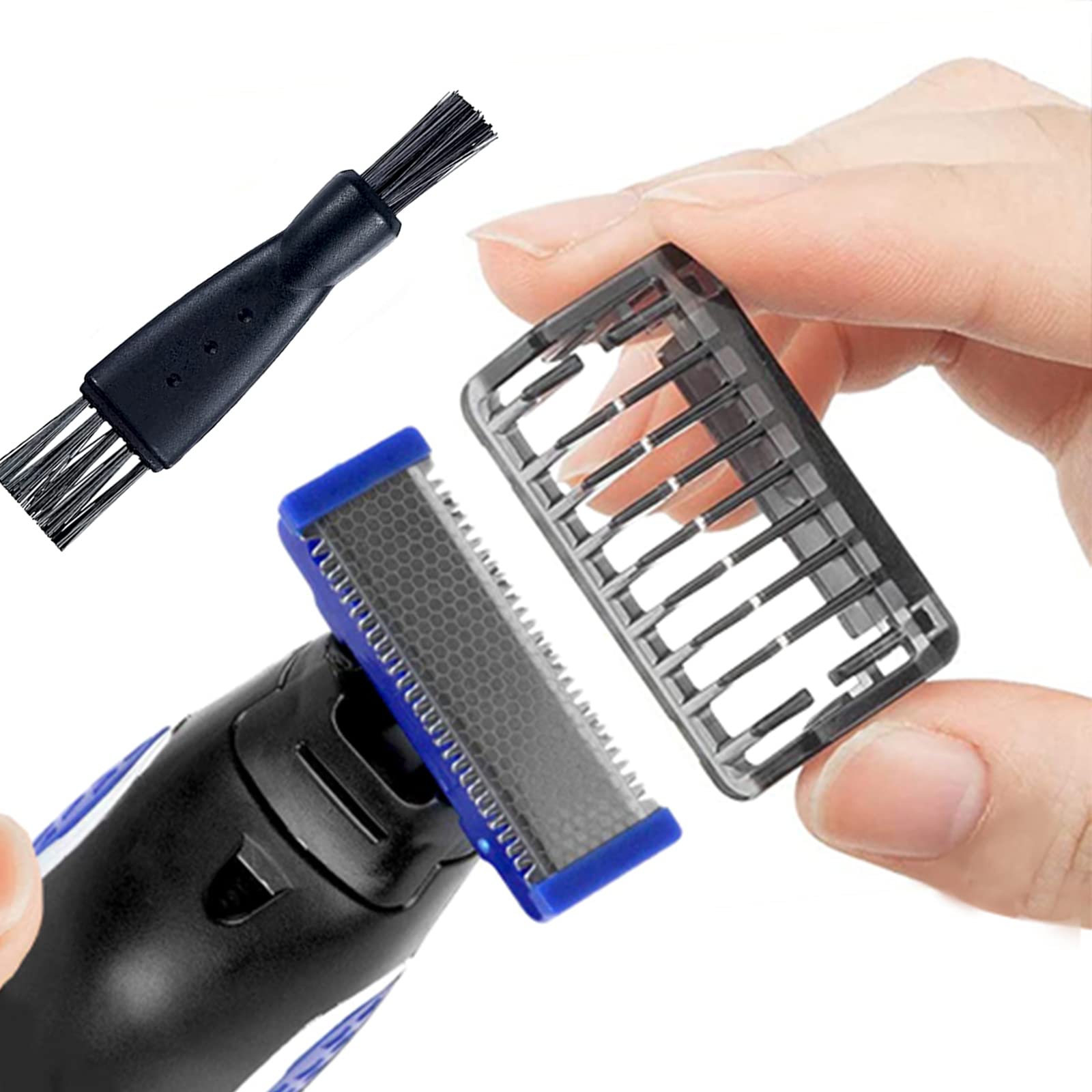 2PCS Shaver Replacement Head Compatible with Micro Touches Solo Trimmer Replacement Blades Solo Razor Blades (2PCS+2 Brushes)