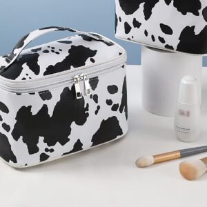 IMCUZUR Travel Makeup Bag for Women, Water-resistant Cosmetic Organizer, Cute Cow Print Make Up Bag (Cow)