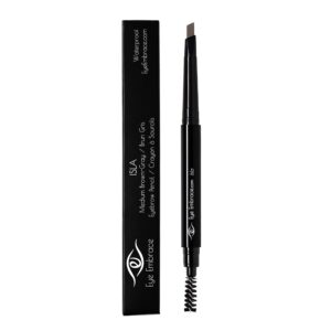 Eye Embrace Isla: Medium Brown-Gray Eyebrow Pencil – Waterproof, Double-Ended Automatic Angled Tip & Spoolie Brush, Cruelty-Free