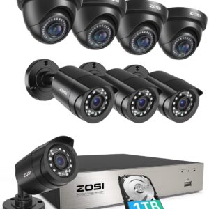 ZOSI 3K Lite Security Camera System with AI Human Vehicle Detection,H.265+ 8CH HD TVI Video DVR Recorder with 8X HD 1920TVL 1080P Indoor Outdoor Weatherproof CCTV Cameras,Remote Access,1TB Hard Drive