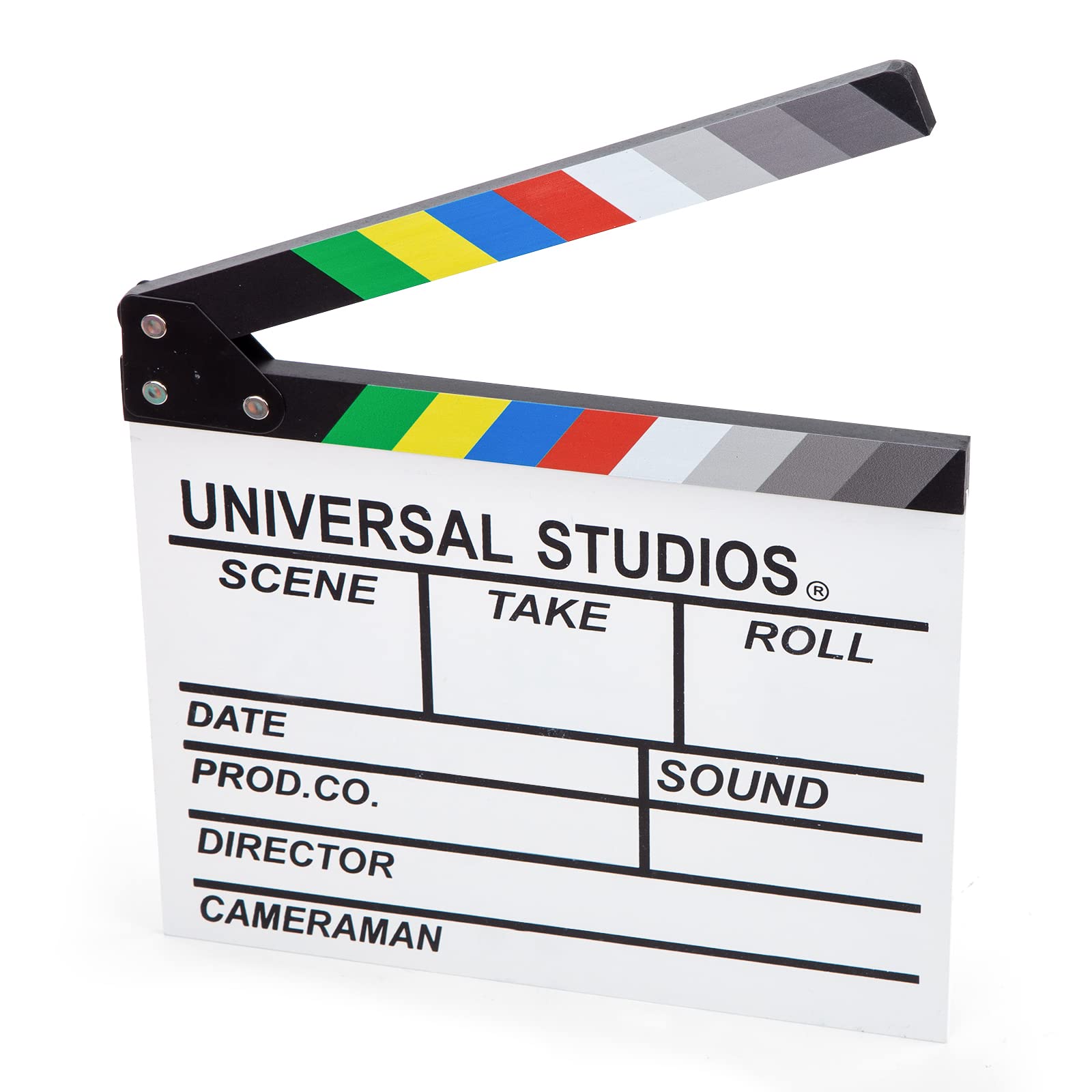 MCPINKY White Movie Clapboard, Wooden Clapper Board Rainbow Color Professional Film Slate for Film Props Director