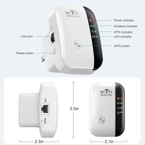 Vphev WiFi Extender, Signal Booster Up to 3000sq.ft & 26 Devices, Range Wireless Internet Repeater, Long Amplifier with Ethernet Port, 1-Tap Setup, Access Point, Alexa Compatible, White (wf003)