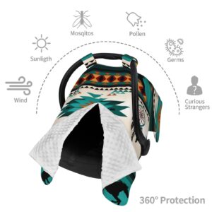 SUYGGCK Aztec Tribal Horse Baby Car Seat Canopy Cover Multi Use Nursing Cover for Newborn Car Seat Canopy Mom Nursing Breastfeeding Covers Newborn Shower Gift, One Size