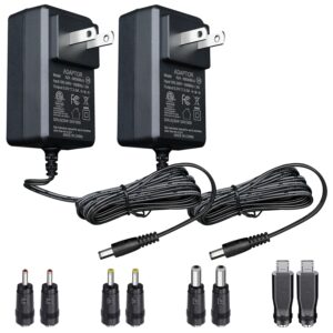 2pack 5v 3a/3000ma dc universal power supply adapter, 100-240v 50/60hz ac to dc 15w wall charger with 4 tips for router,cctv camera, speaker,power bank, e-reader,usb fan and more 5v devices, etl fcc