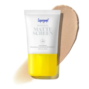 supergoop! mineral mattescreen (spf 40) - 15 ml - 100% mineral, oil-free broad spectrum sunscreen - smooths skin’s appearance, minimizes pores & controls shine - water & sweat resistant