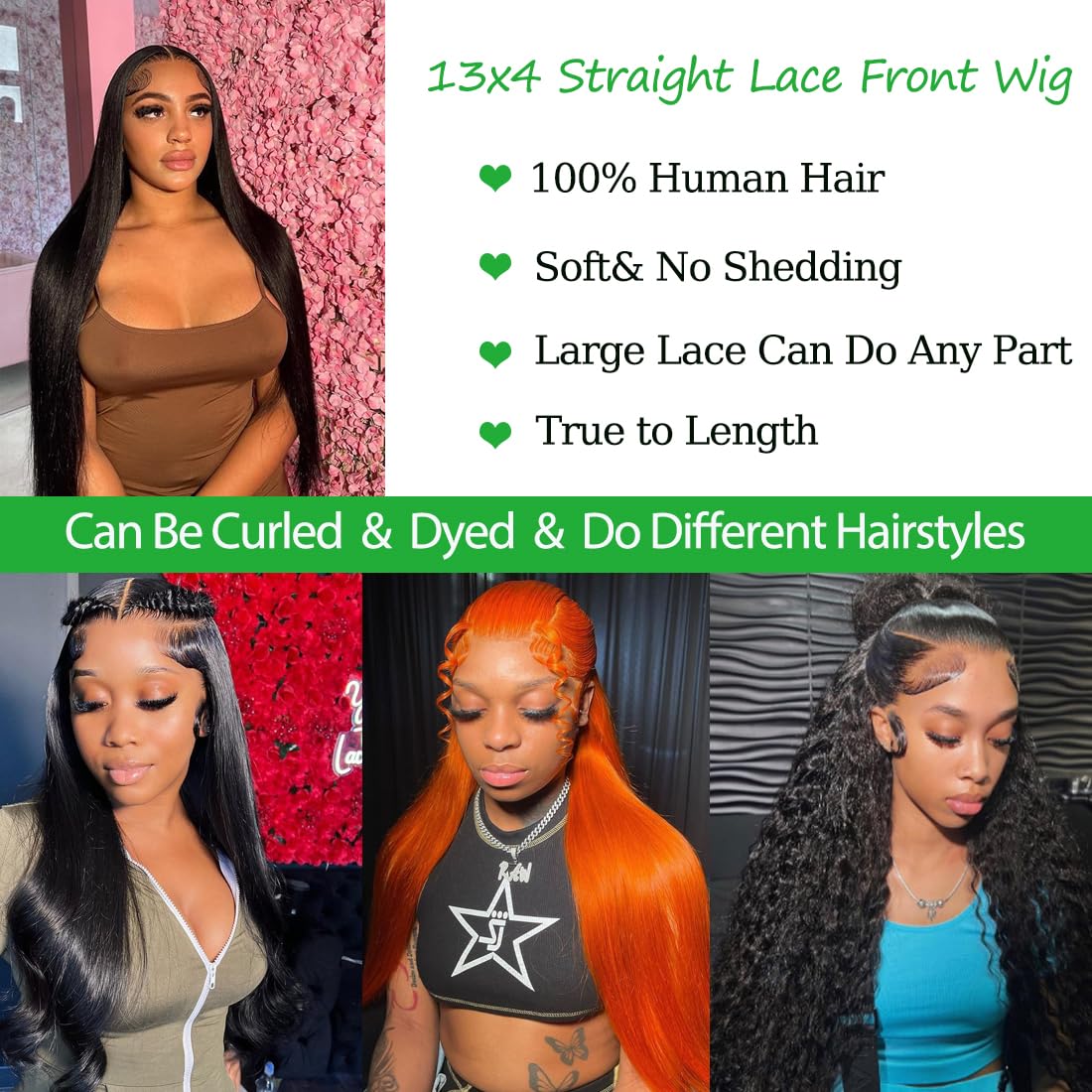 ONETIDE 13x4 Lace Front Wigs Human Hair 24 Inch Straight Lace Frontal Wigs Brazilian Virgin Hair for Women Pre Plucked with Baby Hair 180% Density Natural Color 24 Inch