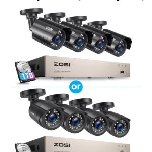 ZOSI 3K Lite Security Camera System with AI Human Vehicle Detection,H.265+ 8CH HD TVI Video DVR Recorder with 8X HD 1920TVL 1080P Indoor Outdoor Weatherproof CCTV Cameras,Remote Access,1TB Hard Drive