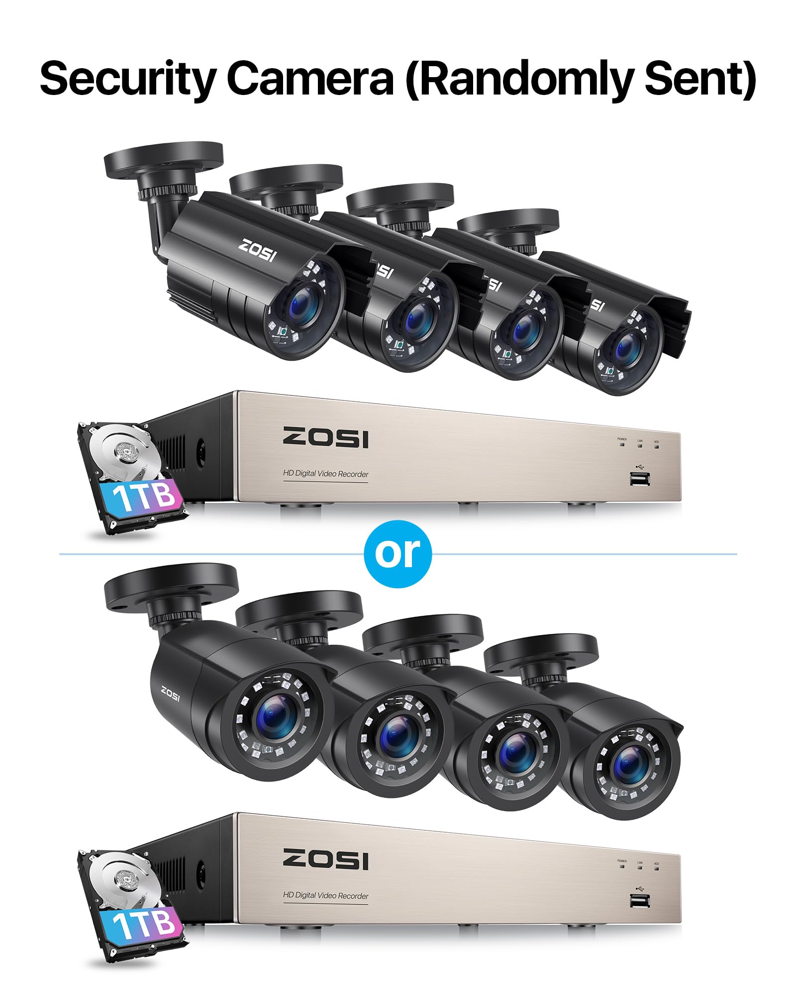 ZOSI 3K Lite Security Camera System with AI Human Vehicle Detection,H.265+ 8CH HD TVI Video DVR Recorder with 8X HD 1920TVL 1080P Indoor Outdoor Weatherproof CCTV Cameras,Remote Access,1TB Hard Drive