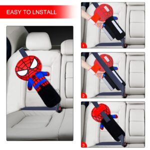 Seatbelt Pillow Cover for Kids, Stuffed Soft Plush Spidery Travel Pillow in Car, Detachable Protectors for Head Neck and Shoulder, Universal Carseat Strap Cushion Pads for Child Baby People Adults