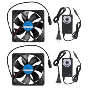 2pcs blower cooling fan 120x25mm 110v 220v ac powered cooling fan dual-ball bearings 3 to 12v speed controller fan for receiver dvr compatible with playstation xbox component