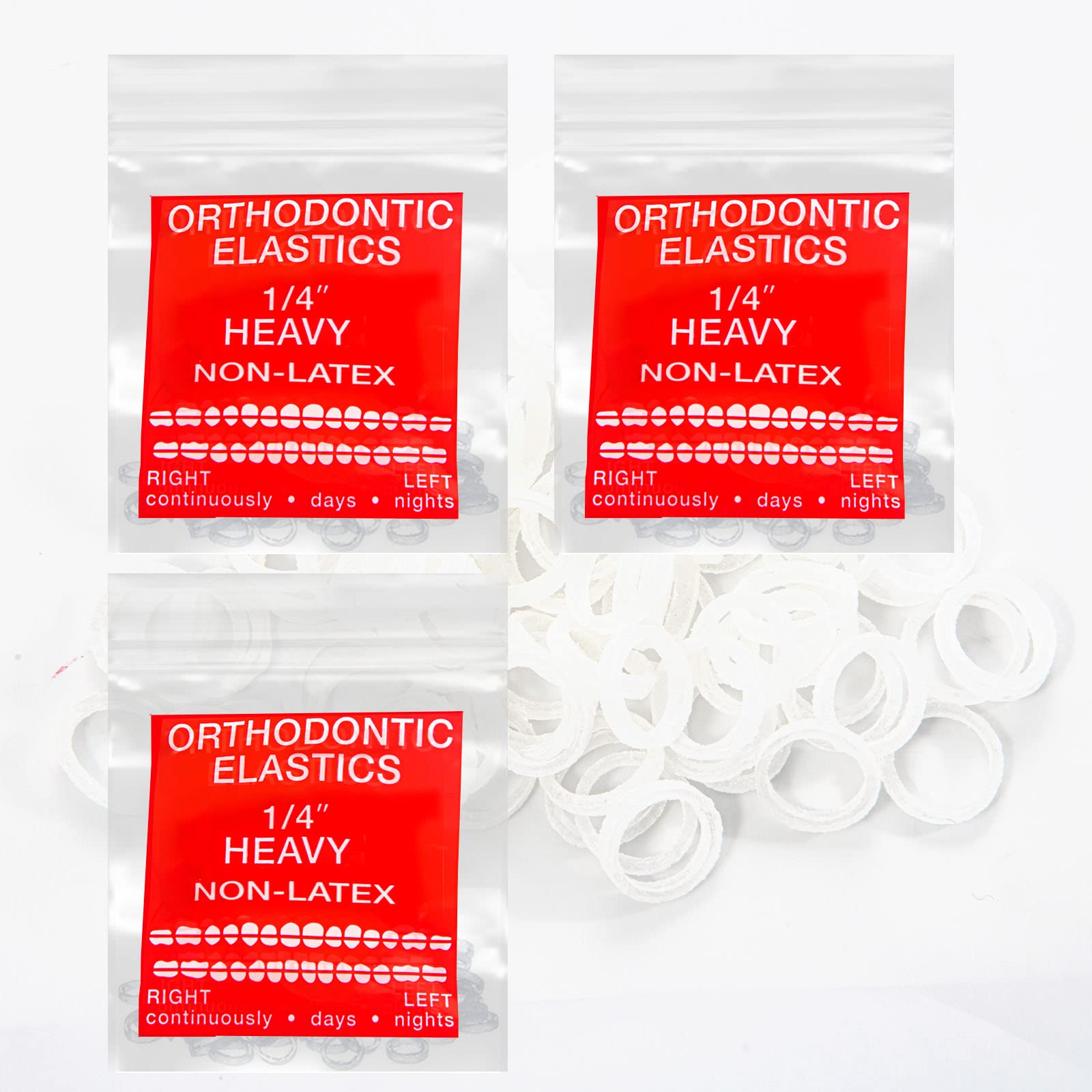 Non Latex 300 pcs 1/4inch 6.4MM Heavy Intraoral Elastic Bands Unimedic Orthodontic Elastics non- Latex Dental Rubber Bands Made in USA (1/4inch 6.4mm, Heavy 6.5oz)