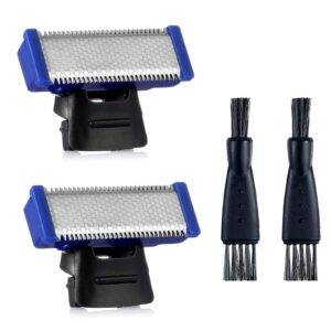 2pcs shaver replacement head compatible with micro touches solo trimmer replacement blades solo razor blades (2pcs+2 brushes)