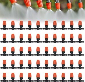 drip irrigation emitters for greenhouse nersuries: 50 pcs three-way 1/4 inch adjustable irrigation drippers for gardener - plant lovers landscapers floral designers water saver