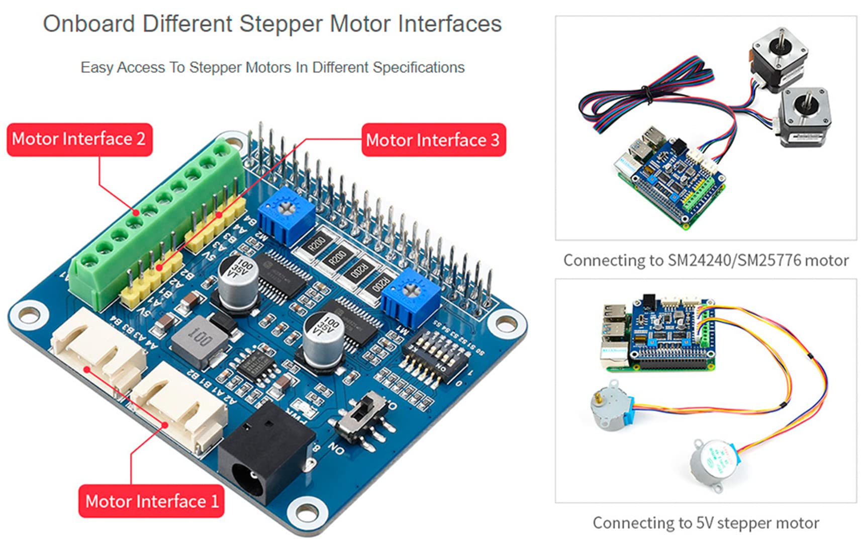 Stepper Motor HAT Dual Onboard 2-CH HR8825 Motor Driver Chip,Drive two Stepper Motors Up To 1/32 Microstepping,Apply to 3D Printer, Sculpturing machine, Mechanical Arm,for Raspberry Pi/ Jetson Nano