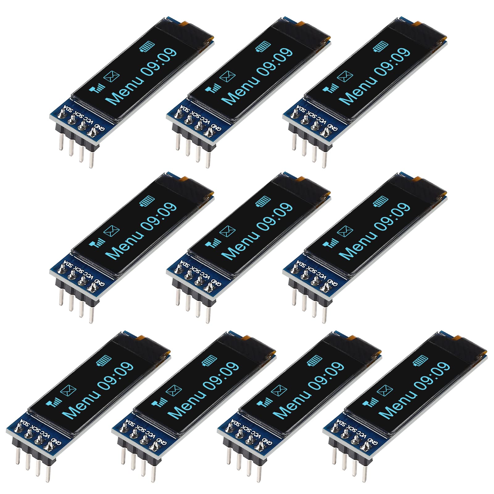 DWEII 10 Pieces I2C Display Module 0.91 Inch I2C OLED Display Module I2C OLED Screen Driver DC 3.3V~5V 4PINS for Arduino ESP32 ESP8266 AVR PIC STM32 for Raspberry pi (Blue Color)