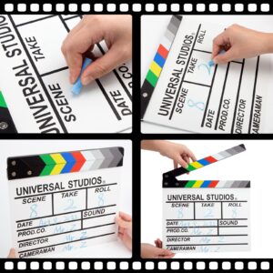 MCPINKY White Movie Clapboard, Wooden Clapper Board Rainbow Color Professional Film Slate for Film Props Director