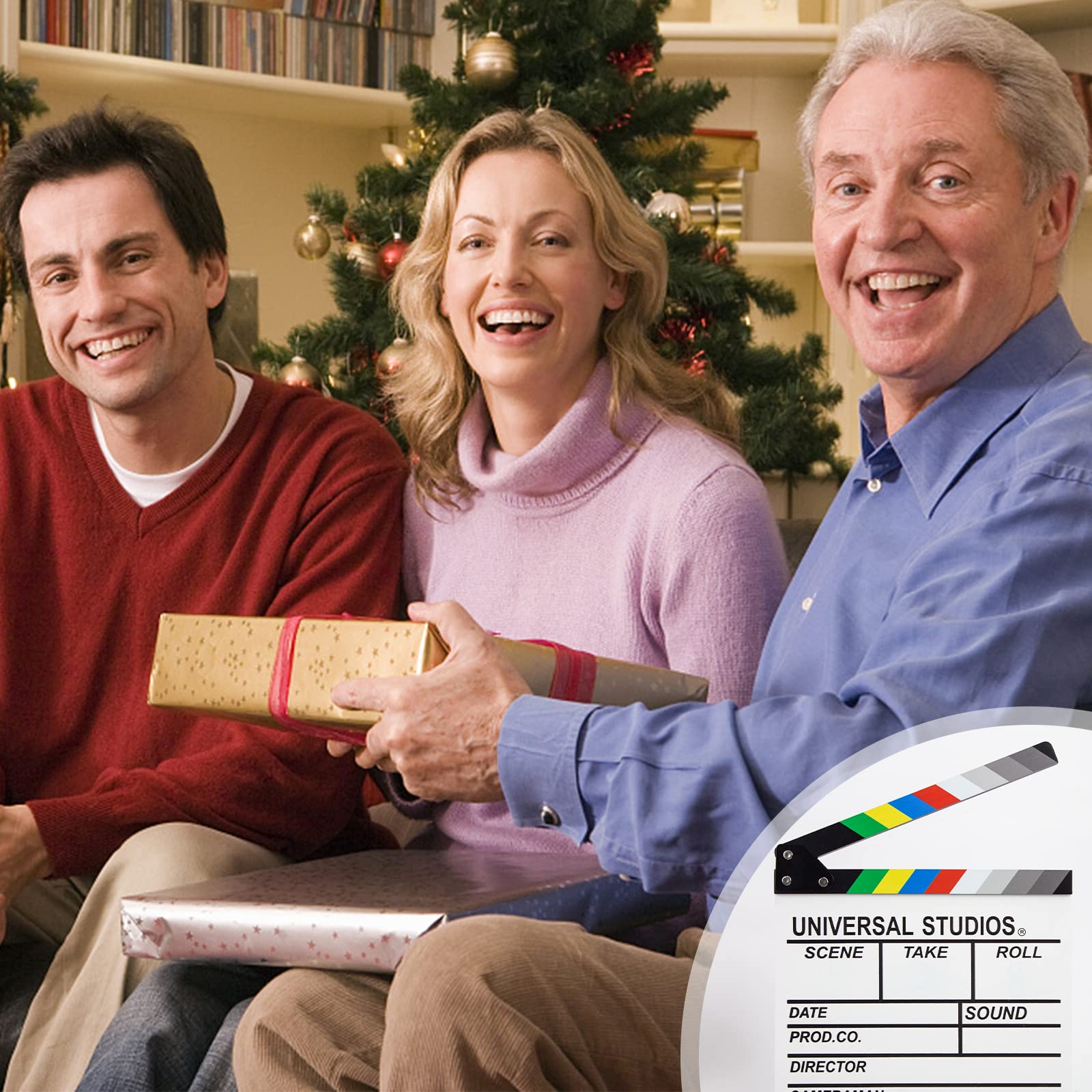 MCPINKY White Movie Clapboard, Wooden Clapper Board Rainbow Color Professional Film Slate for Film Props Director