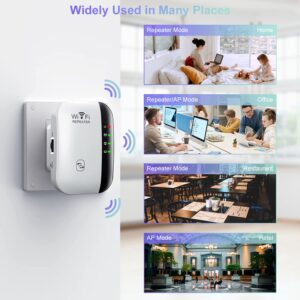 Vphev WiFi Extender, Signal Booster Up to 3000sq.ft & 26 Devices, Range Wireless Internet Repeater, Long Amplifier with Ethernet Port, 1-Tap Setup, Access Point, Alexa Compatible, White (wf003)