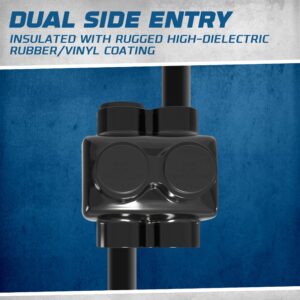 OHLECTRIC Dual Side Entry - 2 Port - 250-6 AWG - Black Insulated Connector - 5/16 Allen Hex - Pre-Filled with Oxide Inhibitor - Rubber/Vinyl Coating, 6061-T6 Aluminum CU9AL