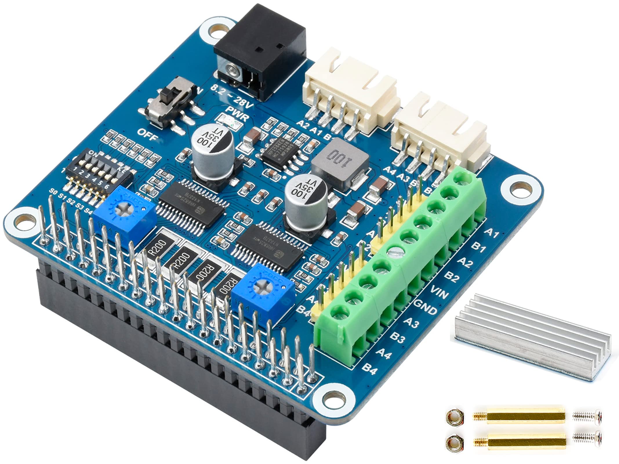 Stepper Motor HAT Dual Onboard 2-CH HR8825 Motor Driver Chip,Drive two Stepper Motors Up To 1/32 Microstepping,Apply to 3D Printer, Sculpturing machine, Mechanical Arm,for Raspberry Pi/ Jetson Nano