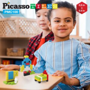 PicassoTiles Magnetic Puzzle Cube Characters + Mini, 9pc with 18 Unique Characters Mix & Match Cubes Sensory Toys, 0.5” Pixel 100pc Mix & Match Sensory Toys STEAM Education Learning Building Block