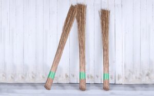 3 piece of 32 inch multi-surface sturdy outdoor authentic coconut leaf broom asian heavy duty broom thai natural coconut leaf broom (country rustic)