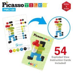 PicassoTiles Magnetic Puzzle Cube Characters + Mini, 9pc with 18 Unique Characters Mix & Match Cubes Sensory Toys, 0.5” Pixel 100pc Mix & Match Sensory Toys STEAM Education Learning Building Block