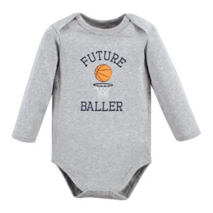 Hudson Baby Girls Bodysuits Unisex Cotton Long-Sleeve Basketball, 3-6 Months, Basketball, 3-6 Months US