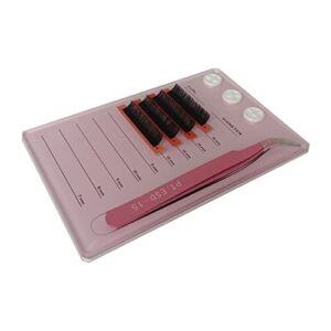 Eyelash Grafting Pallet, Acrylic Lash Tile holder, 7-15mm Scale Glue Cups Eyelash Extensions Storage Gasket Pads with Suction for Tweezers (Pink)