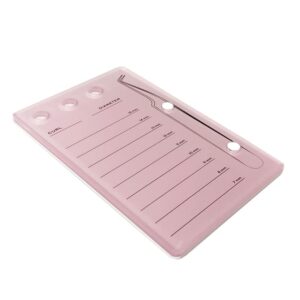 Eyelash Grafting Pallet, Acrylic Lash Tile holder, 7-15mm Scale Glue Cups Eyelash Extensions Storage Gasket Pads with Suction for Tweezers (Pink)