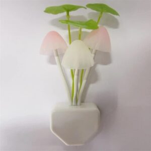 sensor led night light, color changing plug-in led mushroom & lotus dream bed lamp nursery baby bed flower lamp cute mushroom night light flower wall lamp with dusk to dawn sensor wall nightlight