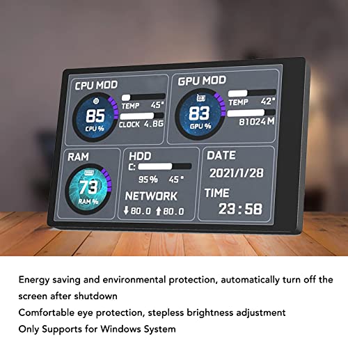 Heayzoki PC Temperature Display Screen, 3.5in IPS USB Mini Screen, PC Sensor Panel, AIDA64 PC CPU Data Monitor, Only Support for Windows System.