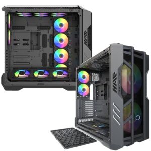 Cooler Master HAF 700 E-ATX High Airflow PC Case, Mesh Front Panel, Dual 200mm Sickleflow Customizable ARG Fans, 1 x USB 3.2 gen 2 Type C, 4 x USB 3.2 gen 1 (3.0) (H700-IGNN-S00)