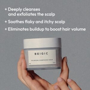 BEIGIC Volumizing Shampooing Scrub – Korean Haircare Vegan Scalp Exfoliator & Shampoo w/Sacha Inchi Oil & Sea Salt for Buildup, Flakes, Clarifying Itchy Scalp (8.81 Oz)