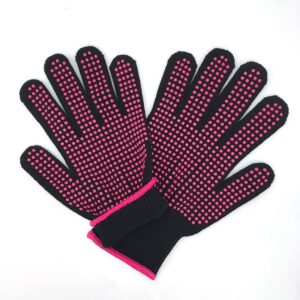 furiden lite heat resistant gloves with silicone bumps, heat proof glove for hair styling - pink