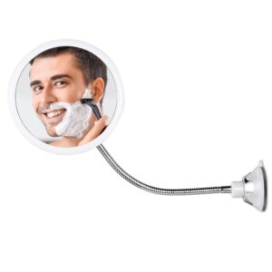 mirrorvana flexible round fogless shower mirror for shaving with height adjustable gooseneck extension, 360° swivel and upgraded suction cup - shatterproof 6.7" diameter surface